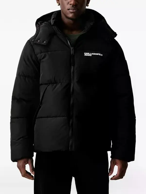 Karl Lagerfeld Logo-print Hooded Puffer Padded Jacket - Black