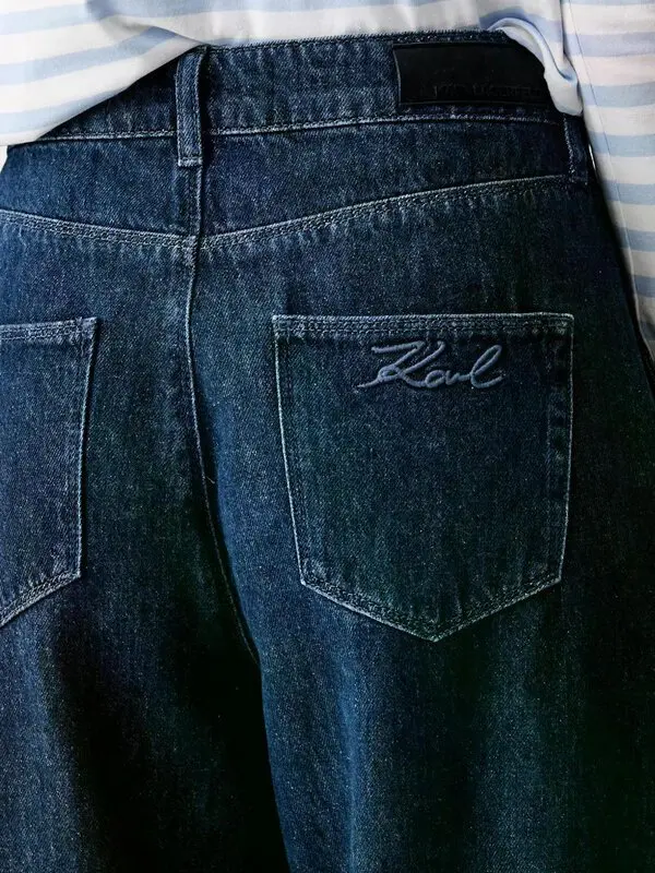 Karl Lagerfeld Embroidered Logo Pleated Jeans