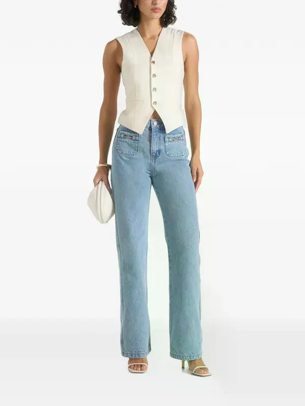 Manière De Voir Frida Eiffel-detail Straight Leg Denim Jeans - Blue