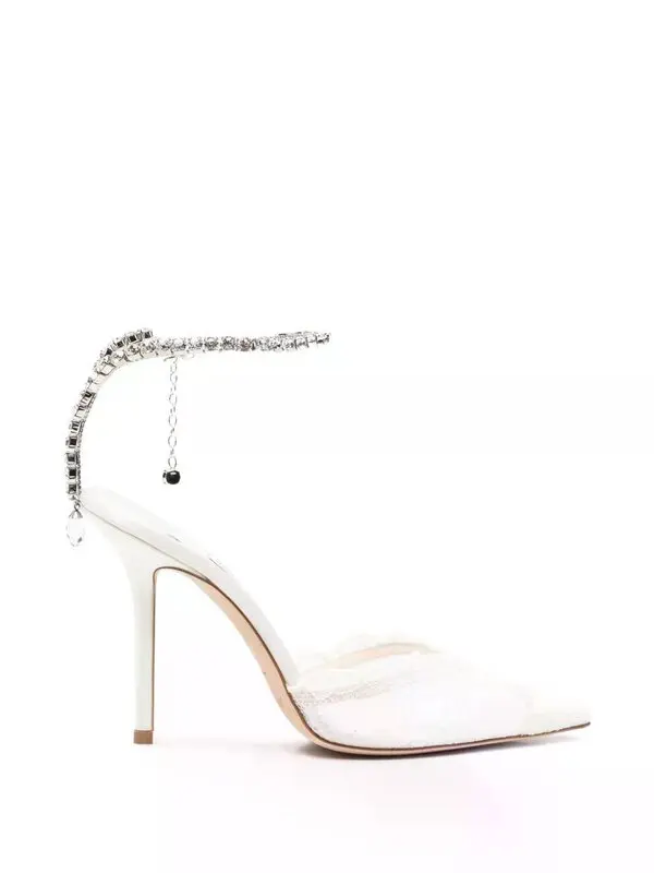 JIMMY CHOO Saeda Crystal-embellished Lace Pumps - White