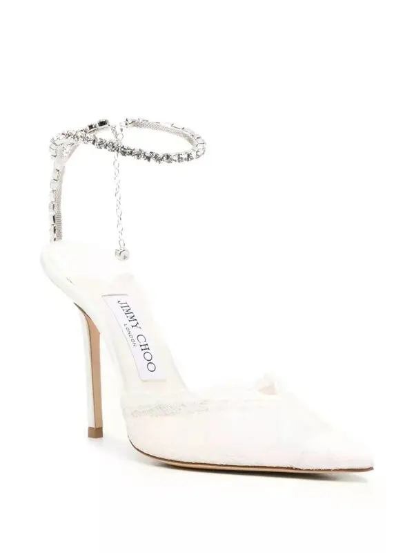 JIMMY CHOO Saeda Crystal-embellished Lace Pumps
