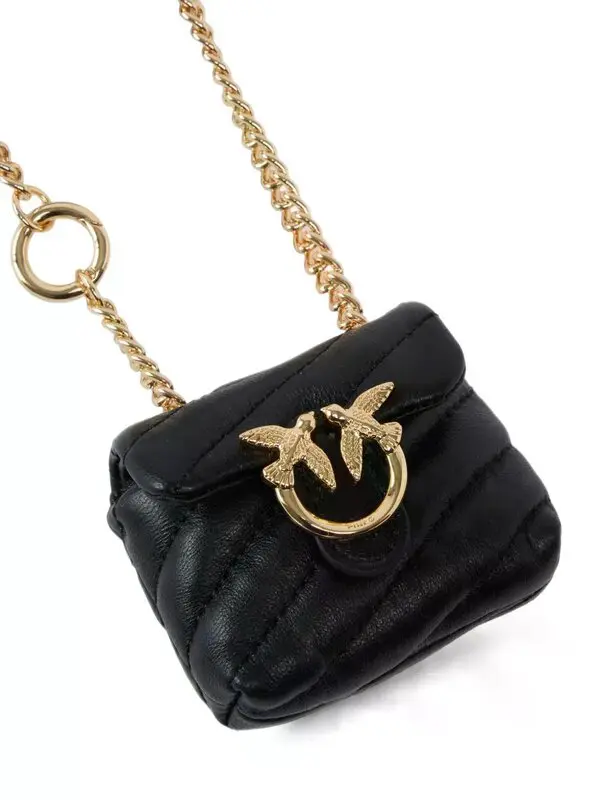 Pinko Love Birds Chevron-quilted Bag Charm - Black