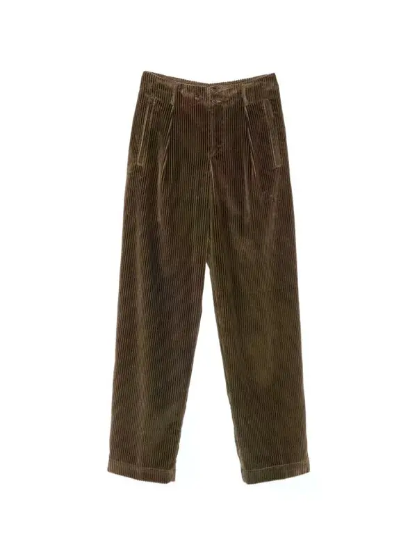 Etro Pleated Corduroy-texture Trousers - Brown