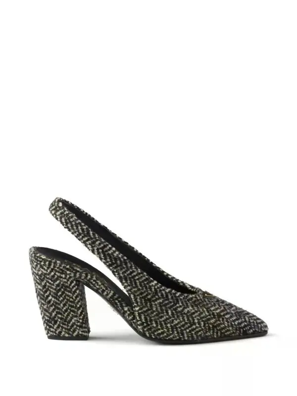 Prada Chevron Slingback Pumps - Black