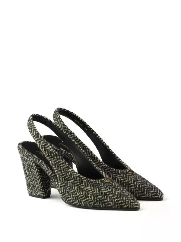 Prada Chevron Slingback Pumps - Black