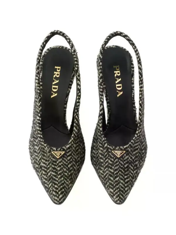 Prada Chevron Slingback Pumps - Black