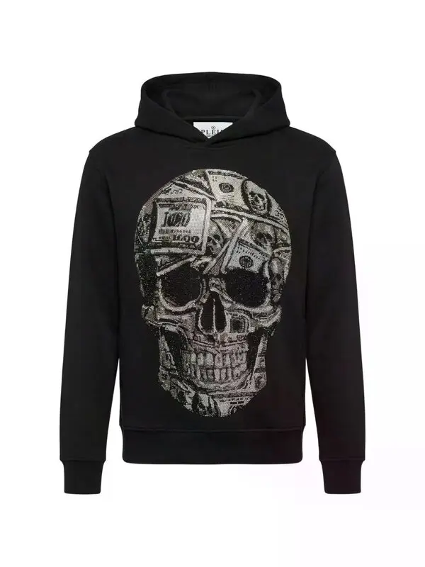 Philipp Plein Crystal-embellished Skull Hoodie - Black