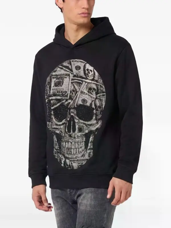 Philipp Plein Crystal-embellished Skull Hoodie