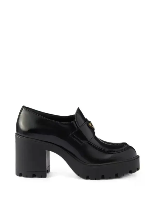 Prada Brushed-leather Loafers - Black