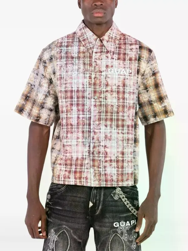 GUAPI Eclipse Rhinestone-embellished Plaid Shirt