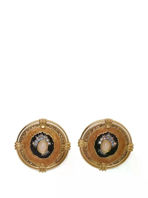 Roberto Cavalli Crystal-embellished Medallion Earrings - Gold