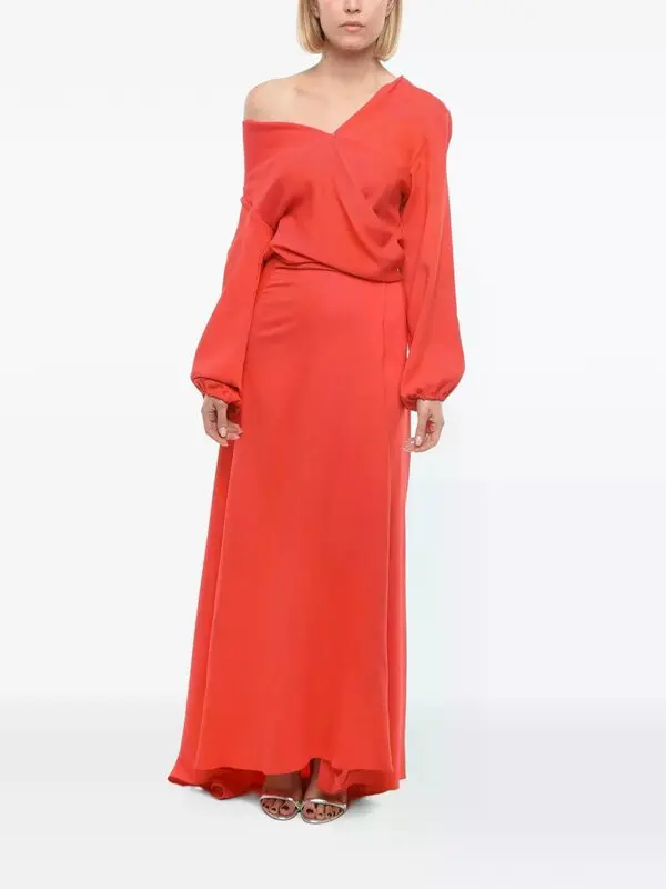 SUPER BLOND Belted Wrap Maxi Party Dress - Red