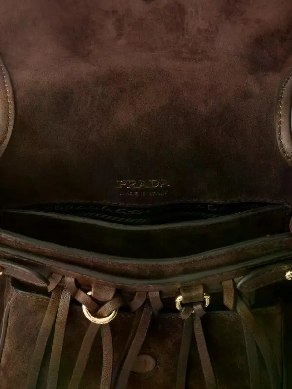 Prada Corsaire Suede Mini Shoulder Bag - Brown
