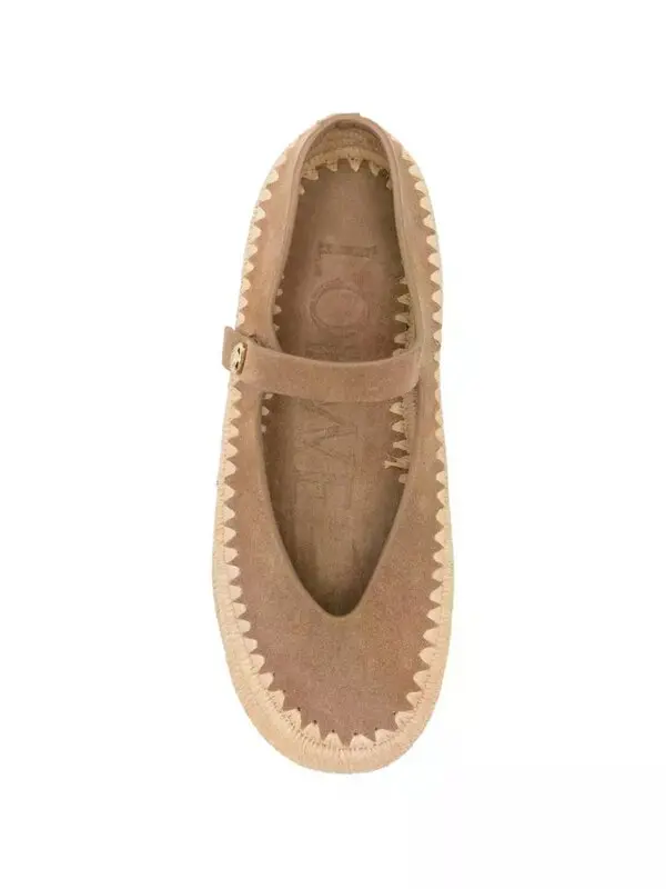 Loewe Mary Jane Woven-trim Ballet Flats - Neutrals