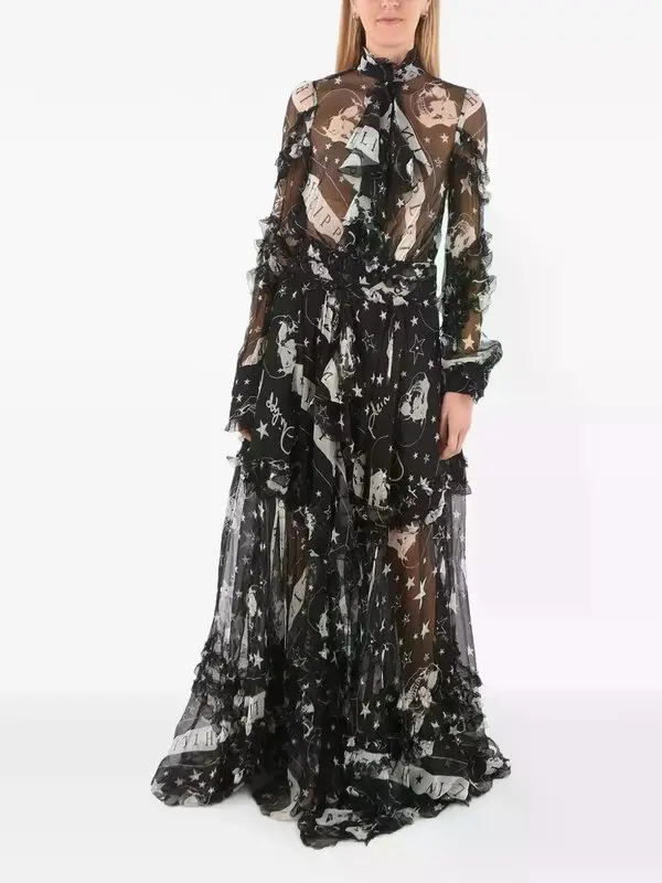 Philipp Plein Silk Maxi Dress - Black