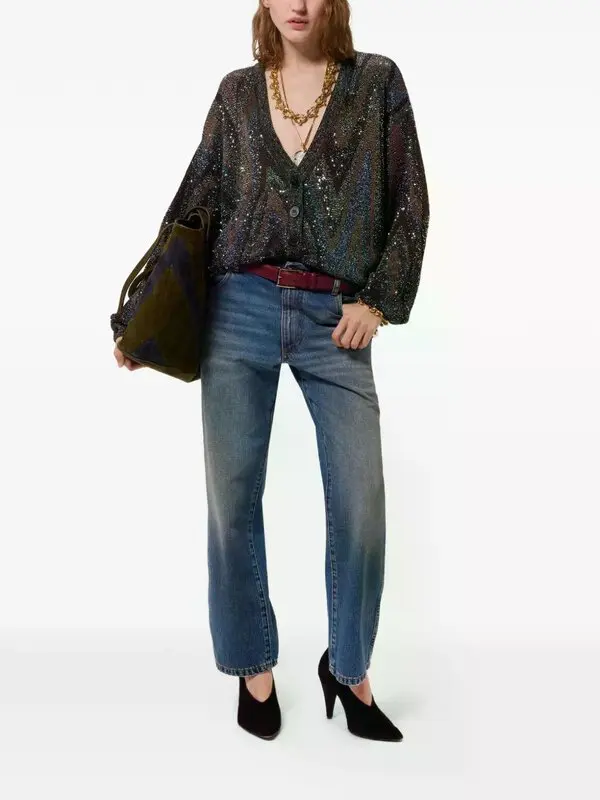Missoni Sequin-embellished Zigzag-knit Cardigan - Grey