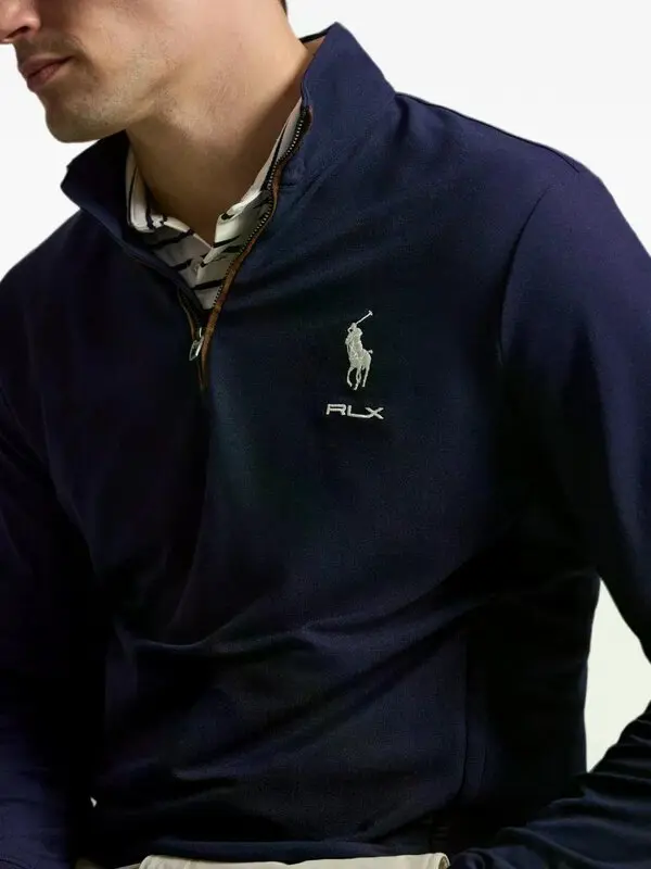 Rlx Ralph Lauren Half-zip Embroidered Pony Sweater