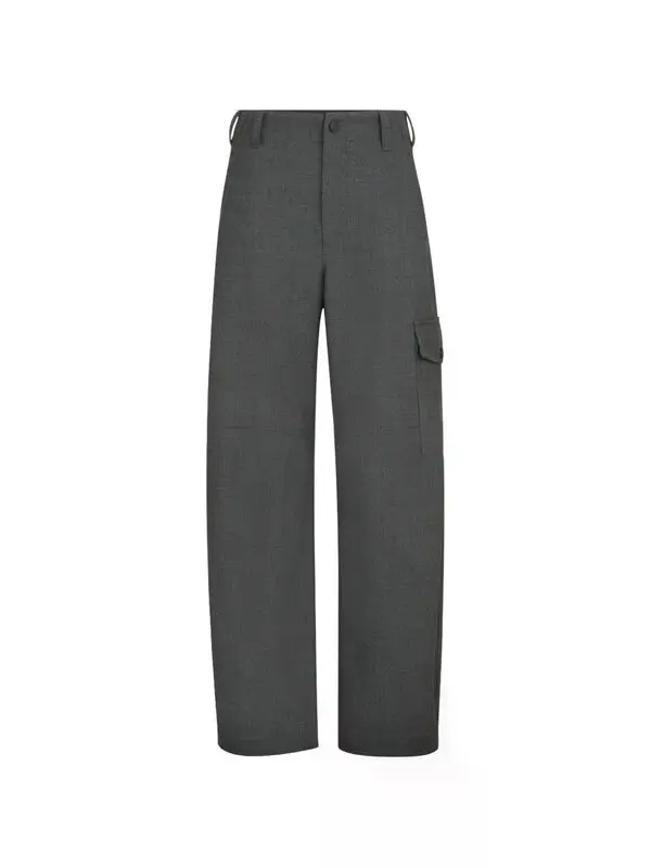 Brunello Cucinelli Virgin Wool Twill Cargo Barrel Trousers With Monili - Grey