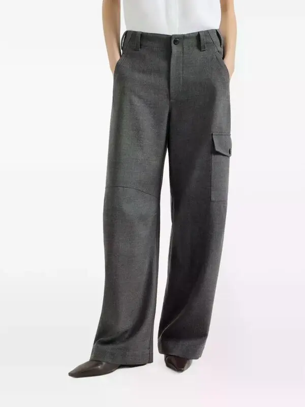 Brunello Cucinelli Virgin Wool Twill Cargo Barrel Trousers With Monili Embellishment