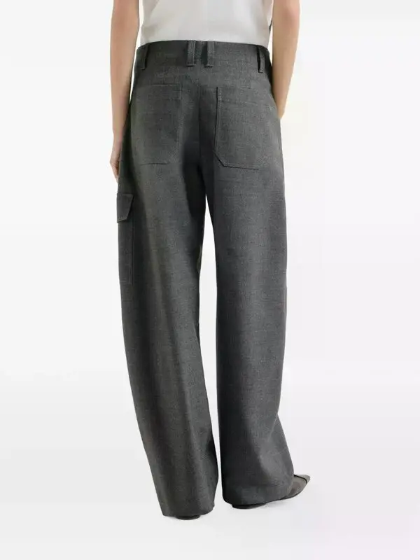 Brunello Cucinelli Virgin Wool Twill Cargo Barrel Trousers With Monili Embellishment