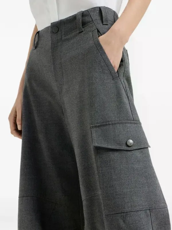 Brunello Cucinelli Virgin Wool Twill Cargo Barrel Trousers With Monili Embellishment