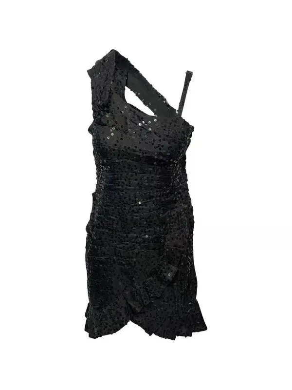 ISABEL MARANT VINTAGE Becky Ruched Sequin One-shoulder Dress - Black