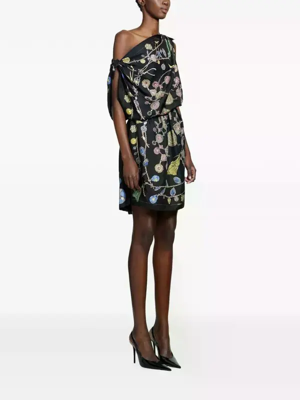Versace One-shoulder Jewellery Print Mini Dress - Black