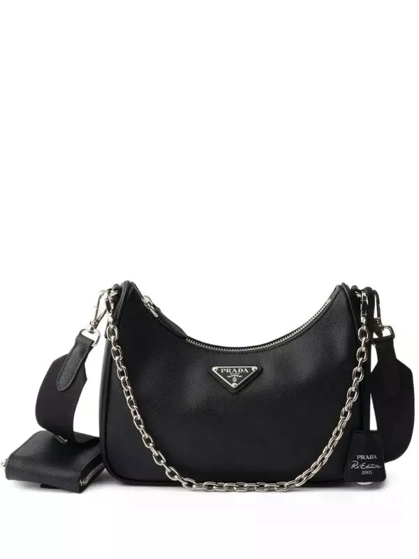 Prada Re-edition 2005 Saffiano Leather Shoulder Bag - Black