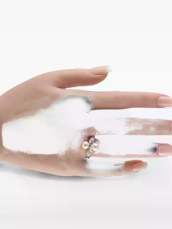 LB EXCLUSIVE Pearl And Diamond Bypass Ring - Silver
