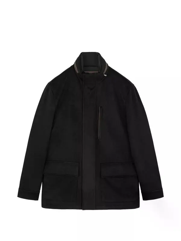 Paul & Shark Wool High-neck Single-breasted Coat - Black