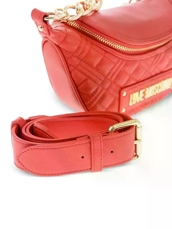 Moschino Quilted Logo Plaque Shoulder Bag