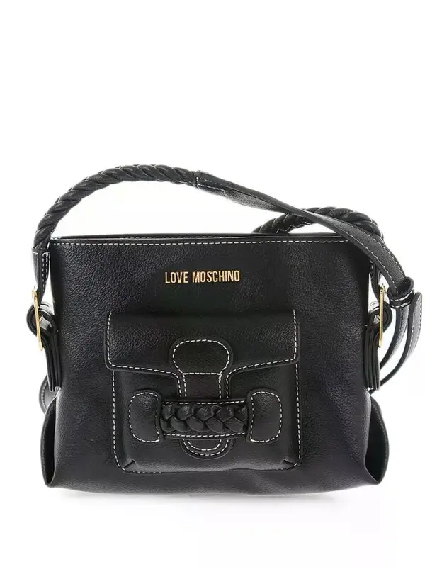 Moschino Braided-detail Contrasting-stitch Tote Bag - Black