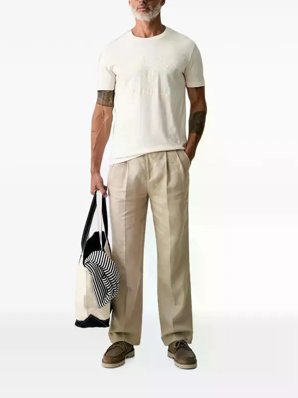 Gant Logo-print Slub-texture T-shirt - Neutrals