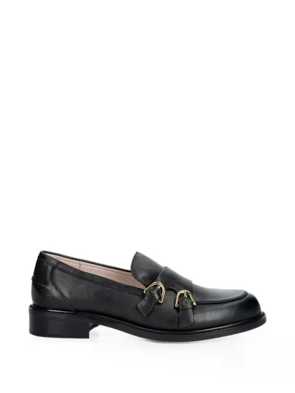 COCCINELLE Double-buckle Leather Loafers - Black