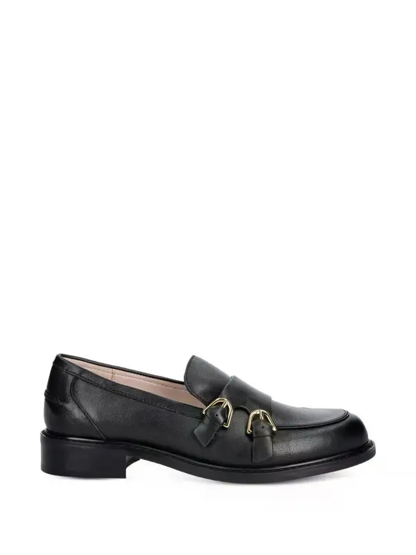 COCCINELLE Double-buckle Leather Loafers - Black