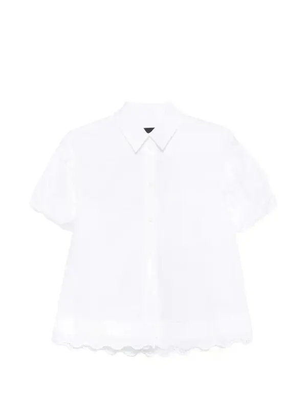 Simone Rocha Scalloped-hem Puff-sleeve Shirt - White