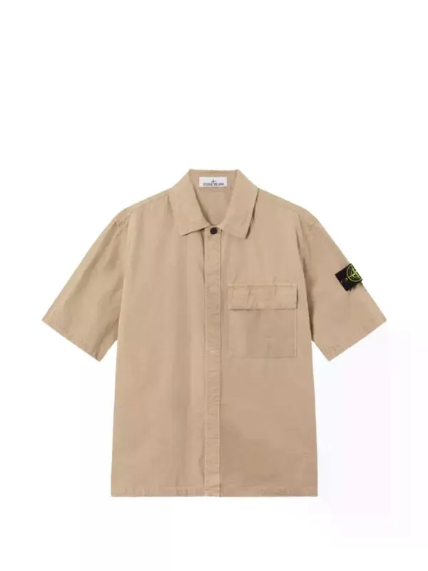 Stone Island Logo-patch Short-sleeve Shirt - Neutrals