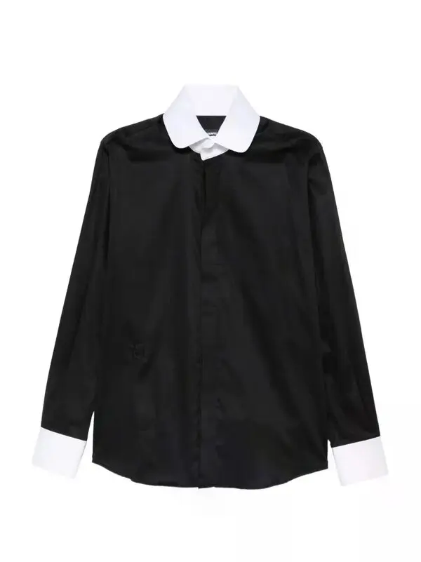 Karl Lagerfeld Contrast-collar Concealed-fastening Shirt - Black