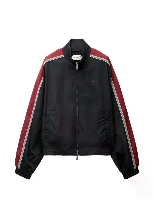 Versace Logo-motif Greca-detail Zip-up Jacket - Black