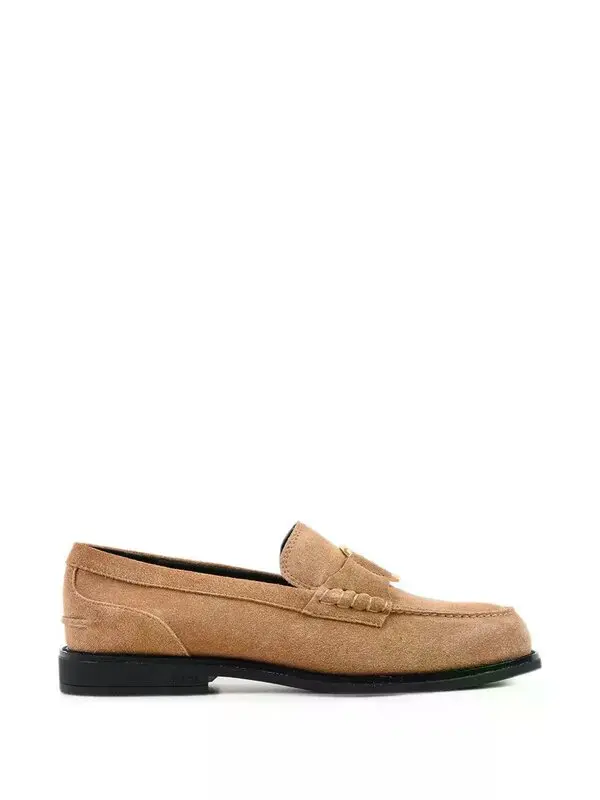 Karl Lagerfeld Logo-plaque Suede Loafers - Neutrals