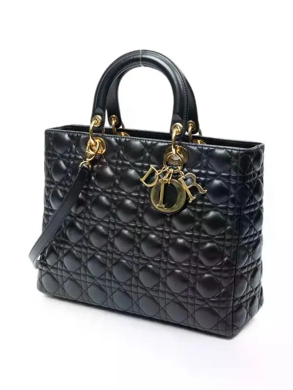 Dior Large Lady Cannage Tote Bag - Black
