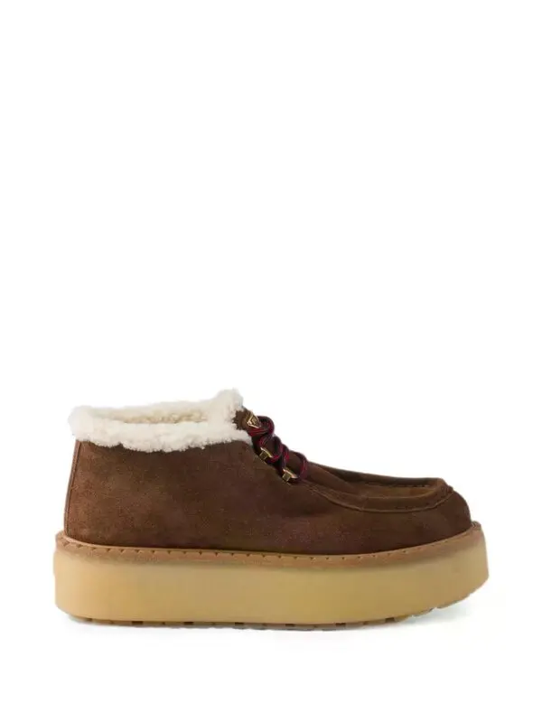 Prada Shearling Lined Suede Booties
