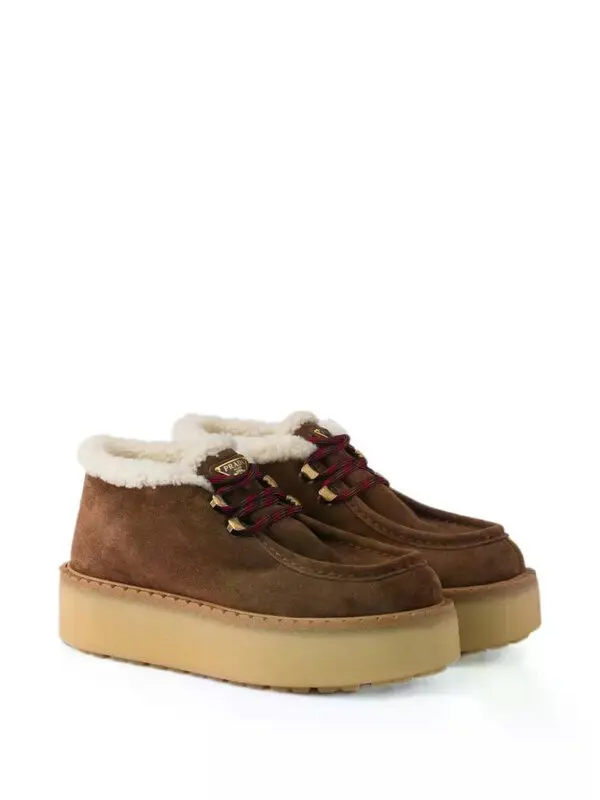 Prada Shearling Lined Suede Booties