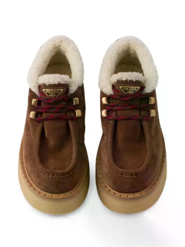 Prada Shearling Lined Suede Booties