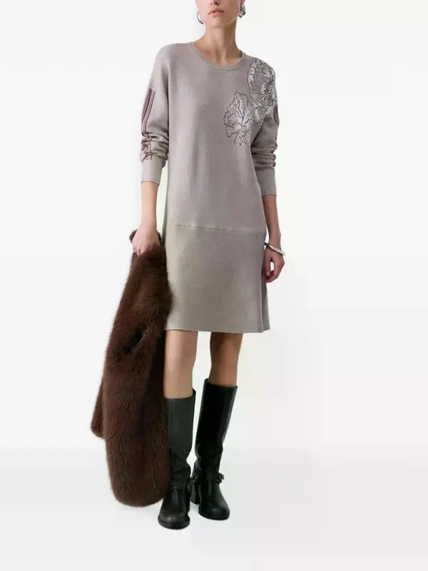 Liu Jo Jacquard Knit Dress With Floral Detail