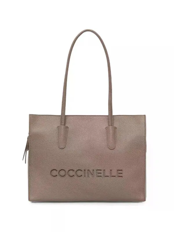 COCCINELLE Medium Myrtha26 Logo-debossed Grained Leather Tote Bag - Brown