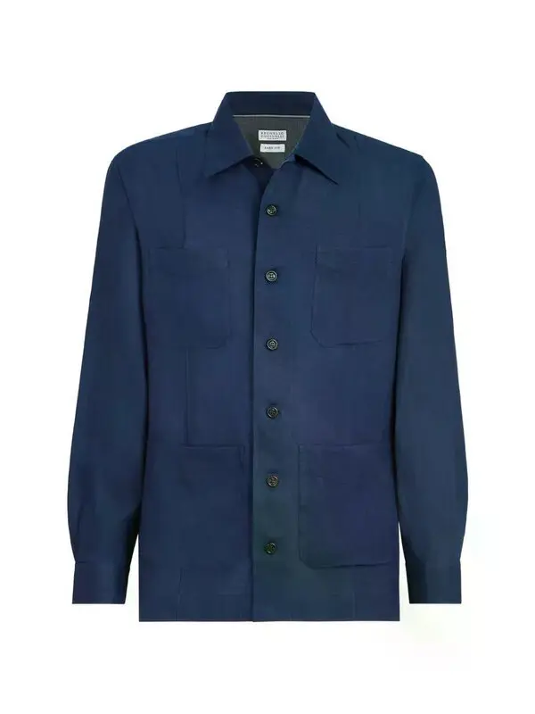 Brunello Cucinelli Linen Easy Fit Guayabera - Blue