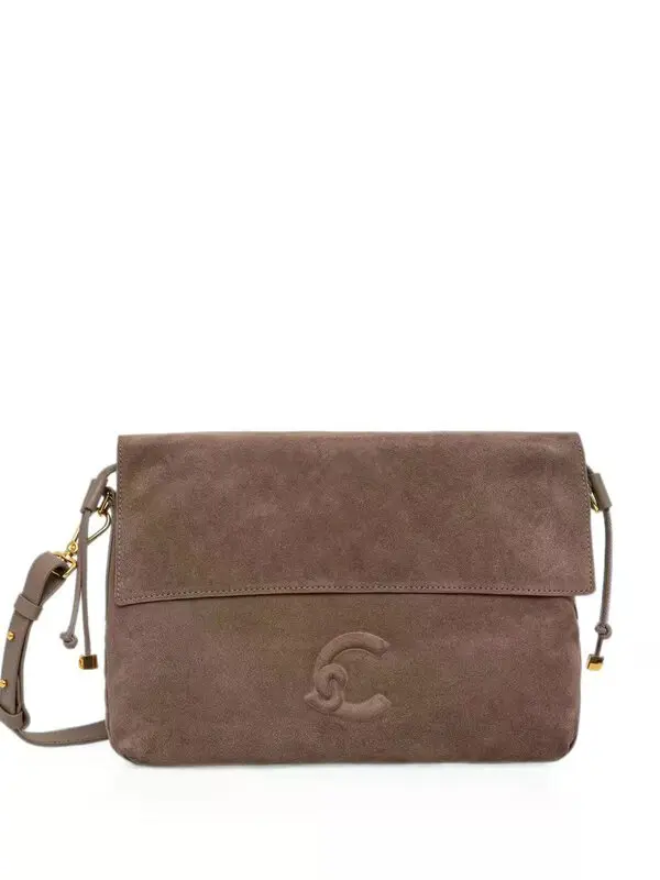 COCCINELLE Small Lidia Logo-embossed Suede Shoulder Bag - Brown