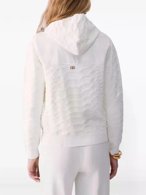 Liu Jo Jacquard Hooded Sweater With Glossy Inserts