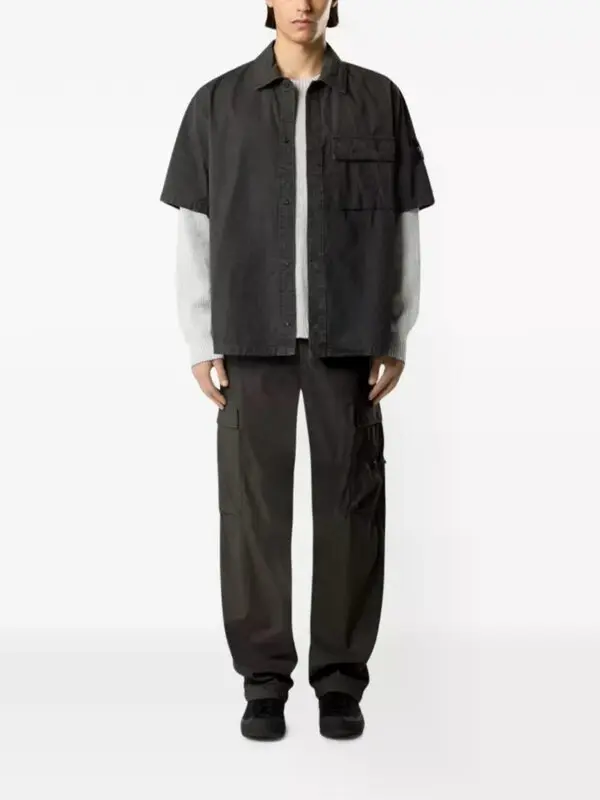 Stone Island 1200031 Brushed Organic Cotton Canvas Old-effect Shirt
